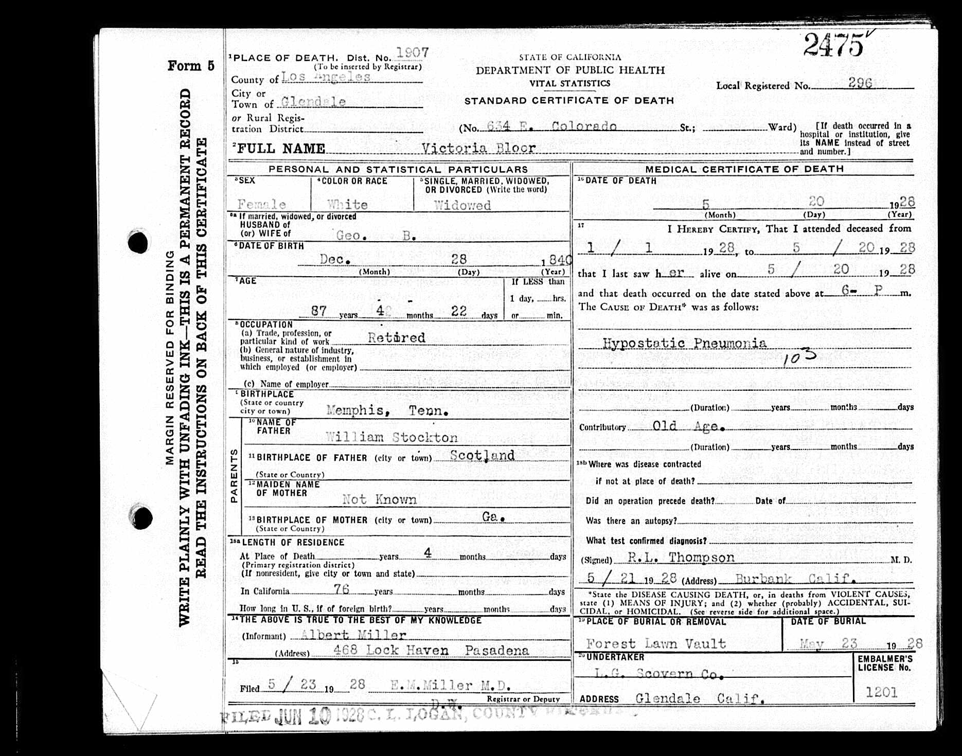 George Washington Bloor - Marriages and Children