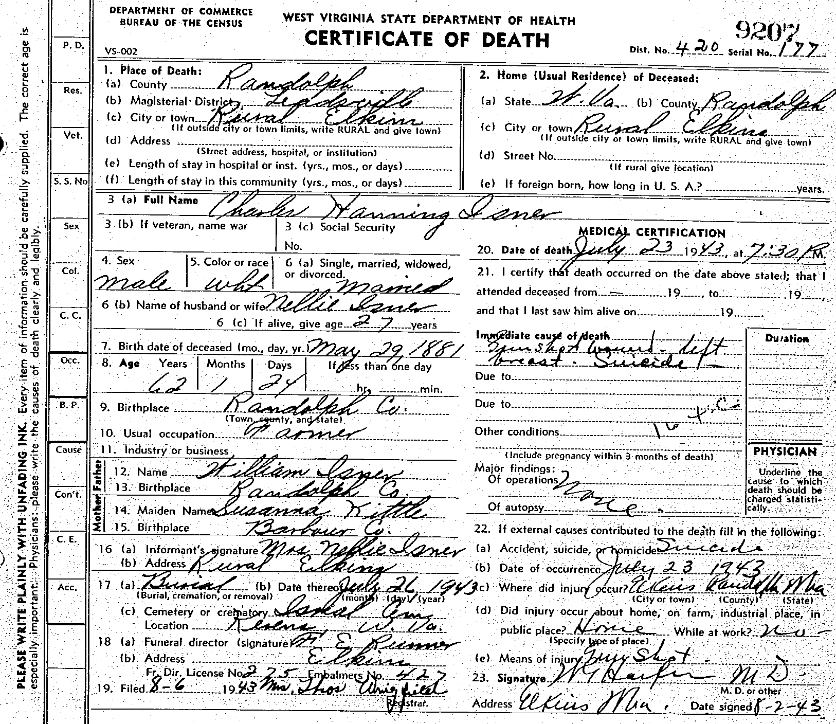 Henry Isner 1764 - 1849, Marriages and Children