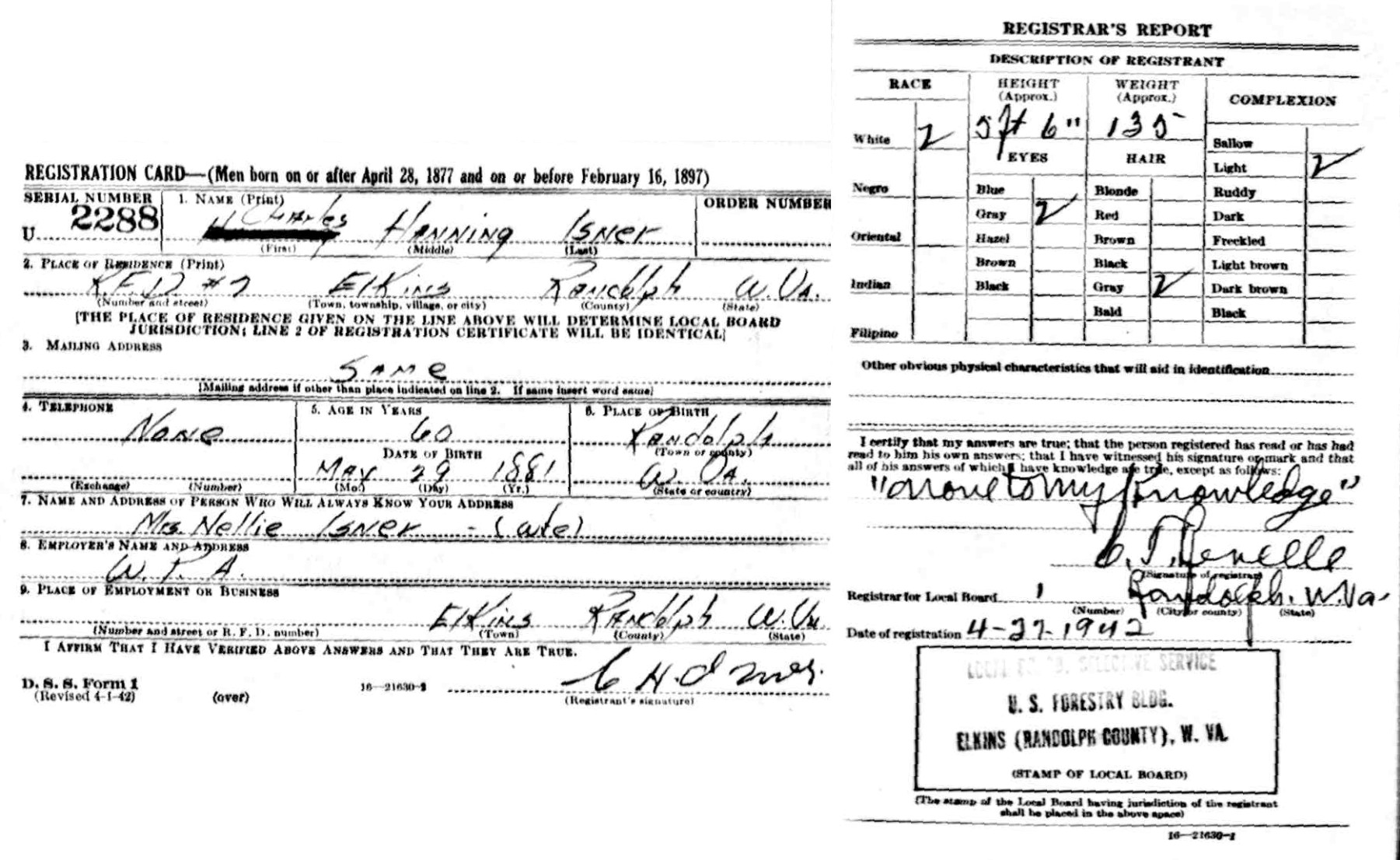 Henry Isner 1764 - 1849, Marriages and Children